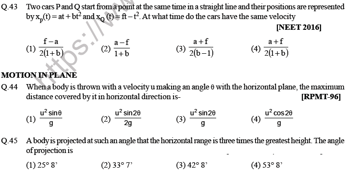NEET Physics Kinematics MCQs Set D, Multiple Choice Questions NEET Physics Kinematics MCQs Set D, Multiple Choice Questions